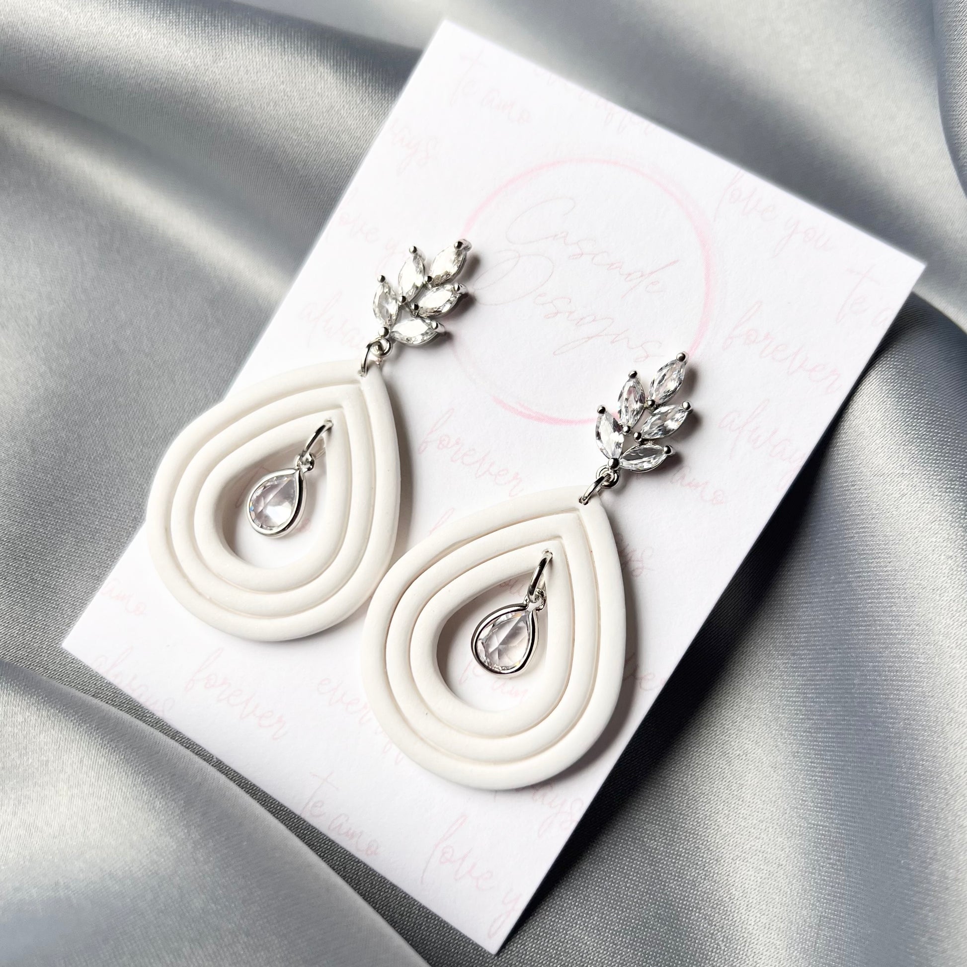 The Anastasia | Bridal Crystal Drop Clay Earrings – Cascade Designs LLC